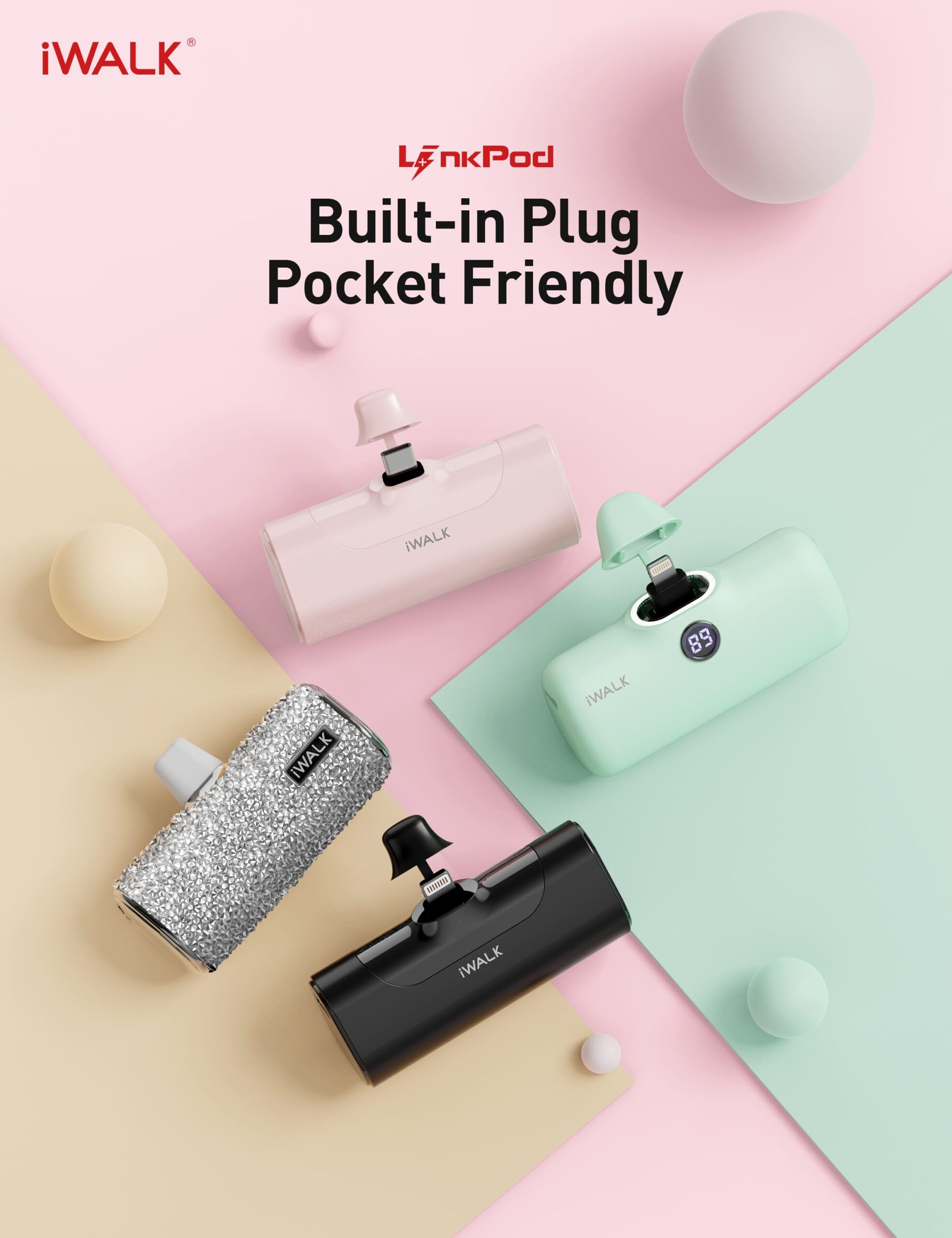 iwalk モバイルバッテリーキラ iwalk モバイルバッテリー キラキラ iwalk正規品 可愛い アイウォーク ワイヤレス 超小型 ...